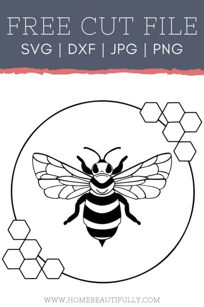 Download This Clever Free Bee SVG File! Also as DXF, PNG, and JPG!