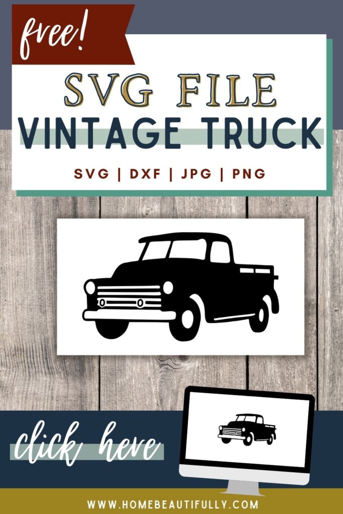 Vintage Truck 2 Cut File | Home Beautifully | Free SVG Files